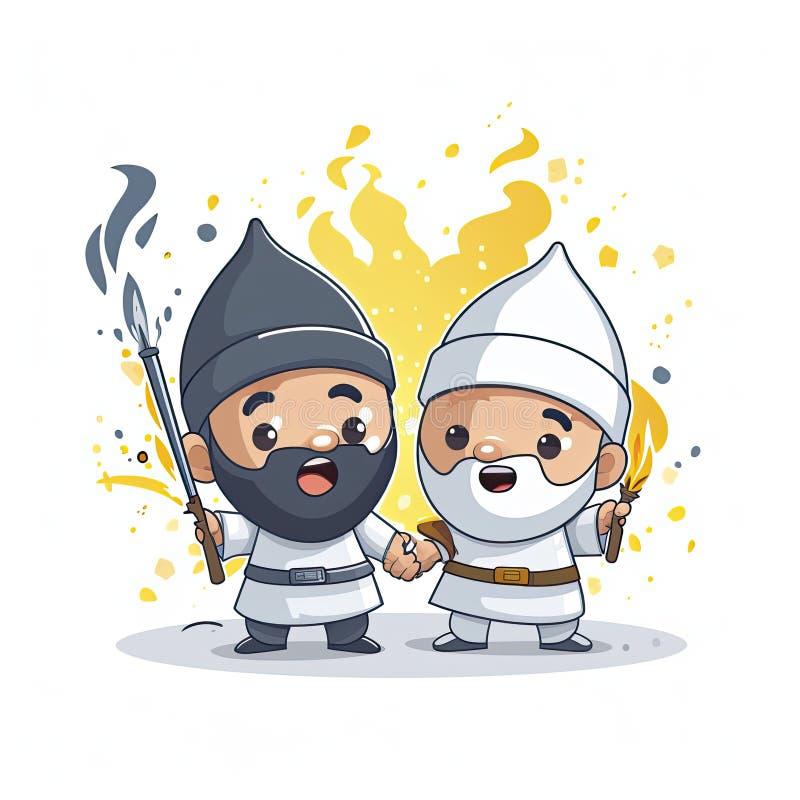 Two medieval wizards stock illustration. Illustration of shield - 281657041