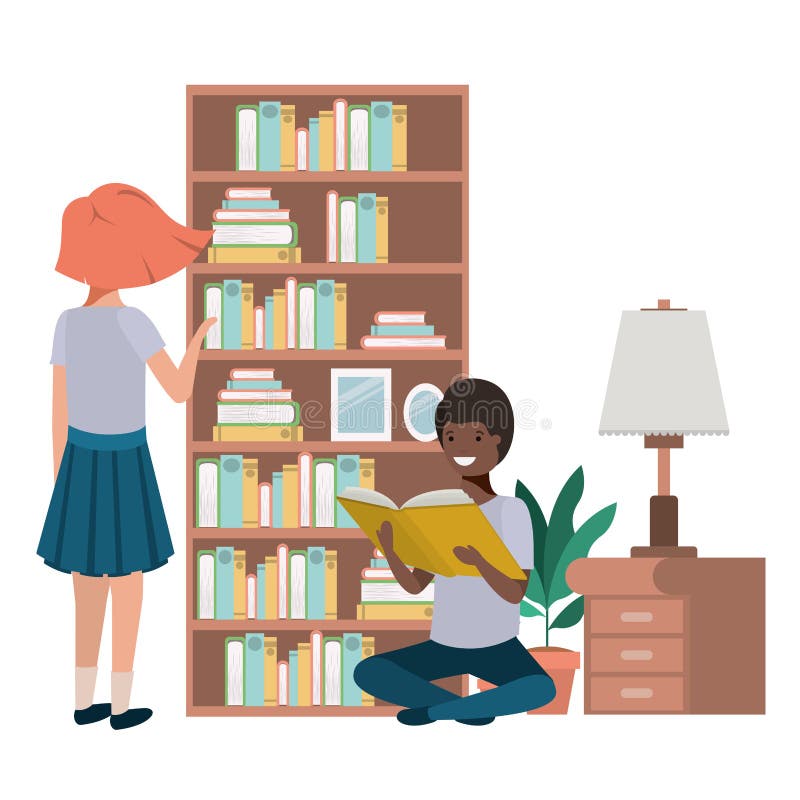 Couple in the Library Avatar Character Stock Vector - Illustration of ...