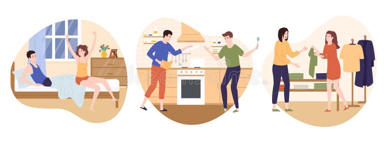 Daily Routine Couple Isometric Flowchart Stock Vector - Illustration of ...