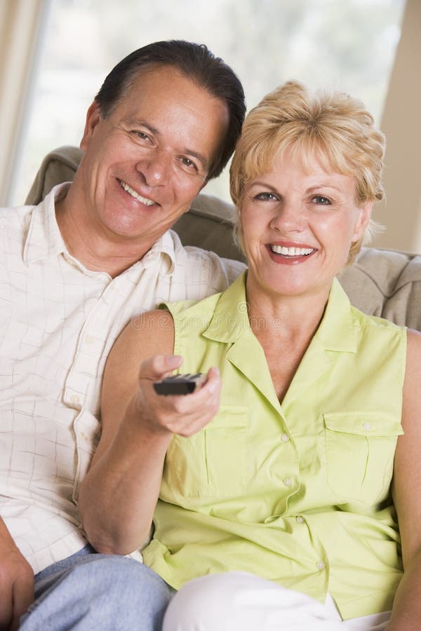 Couple Watching TV Together Stock Image - Image of control, husband ...