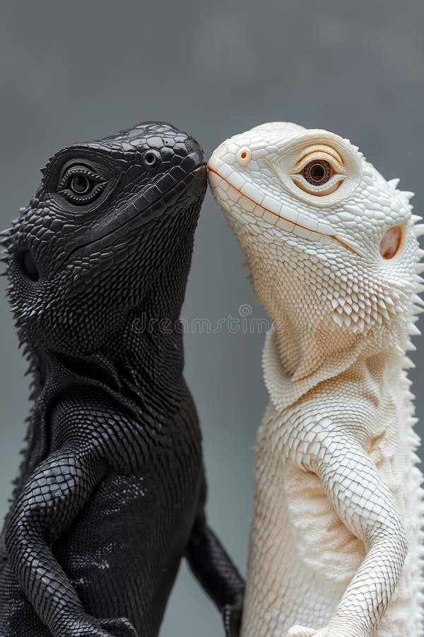 A Couple of Lizards that are Standing Next To Each Other Stock Photo ...