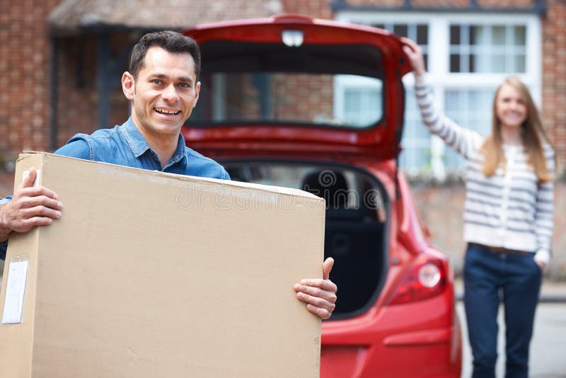 Couple Loading Purchase into the Boot Car Stock Image - Image of ...