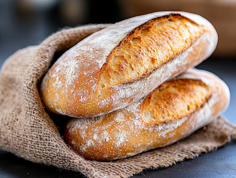 A Couple of Loaves of Bread Sitting on Top of a Table Stock Photo ...
