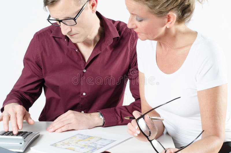 Couple Looking Floor Plans New Place Stock Photos - Free & Royalty-Free ...