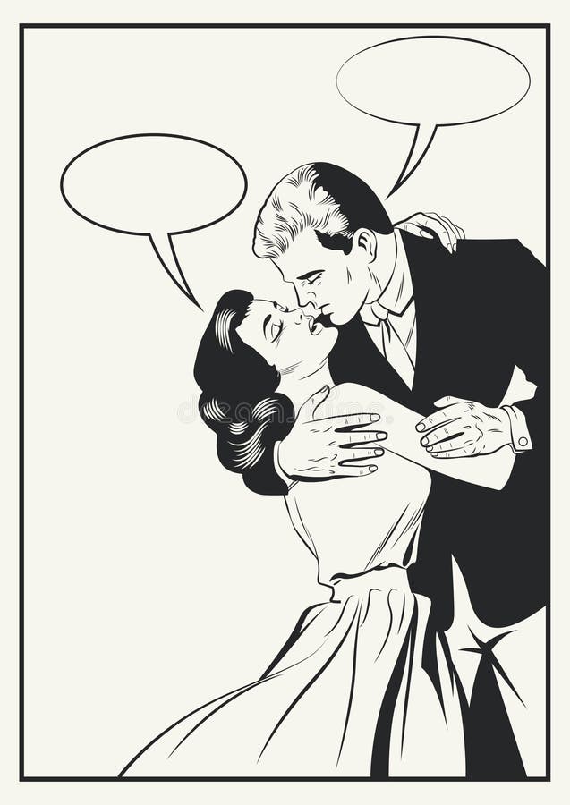 Couple in Love Comic Book Style Illustration Stock Vector ...