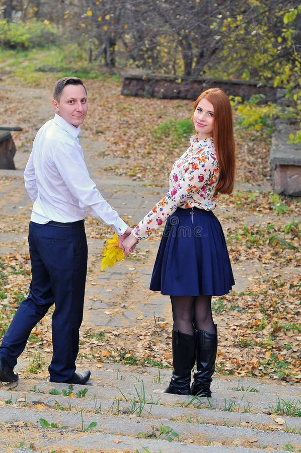 Couple in Love in Autumn Park Stock Photo - Image of dating, tenderness ...