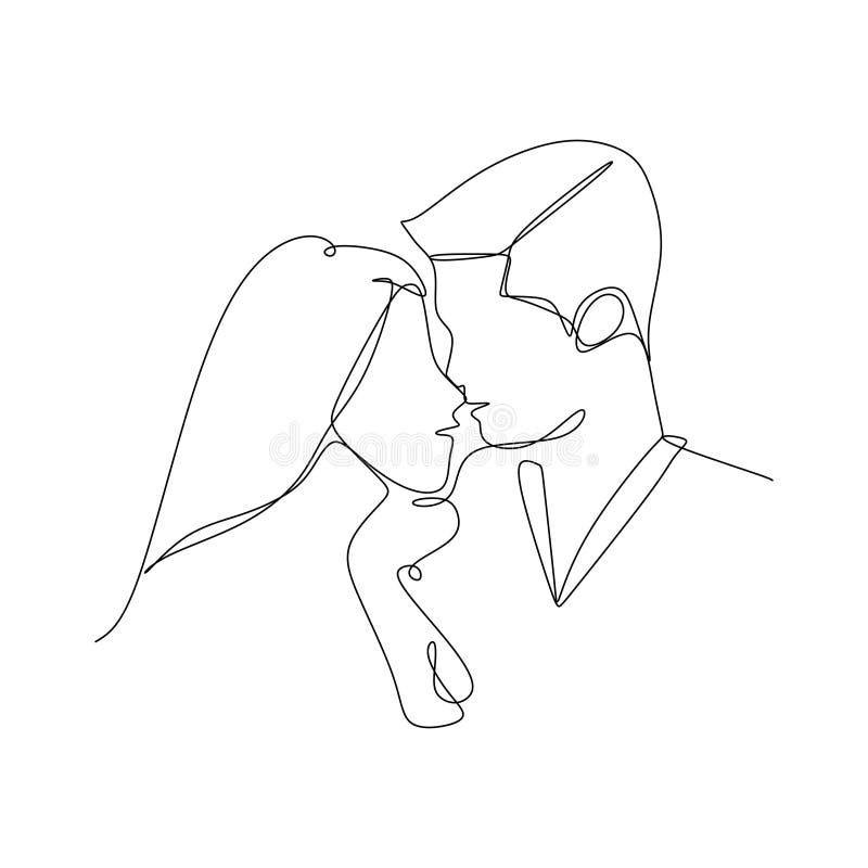 Couple in Love with Continuous One Line Drawing Vector Illustration ...