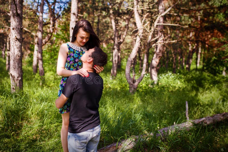Couple in Love in the Forest Stock Photo - Image of adult, happy: 53500416