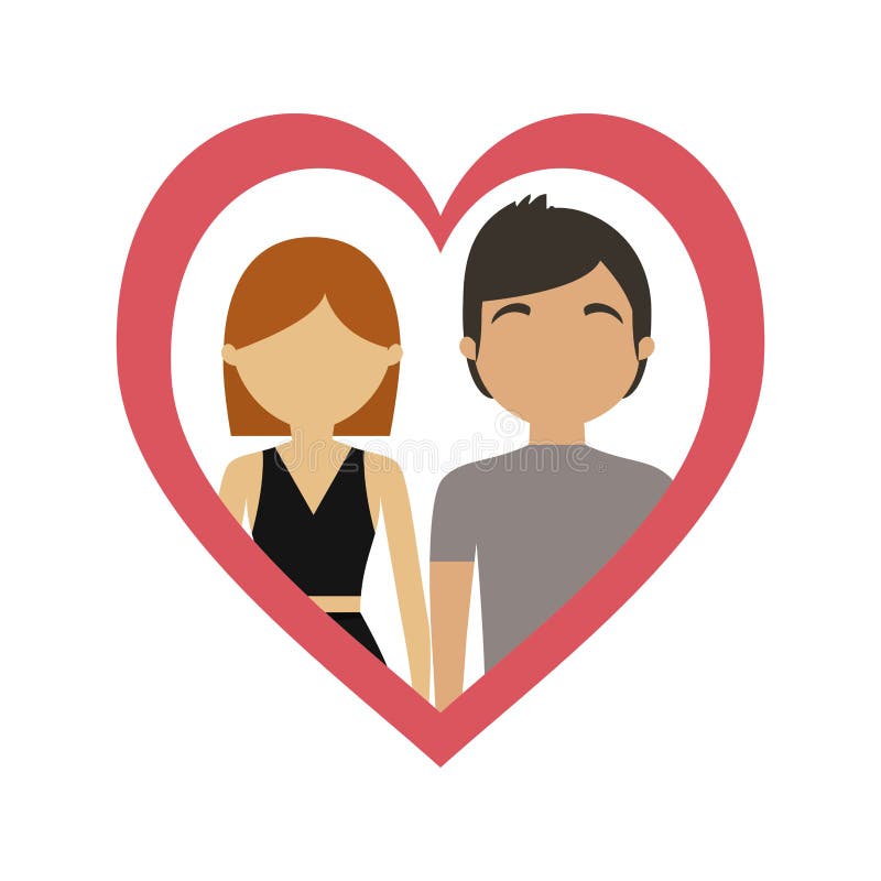 Couple Love Frame Heart Together Stock Illustration - Illustration of ...