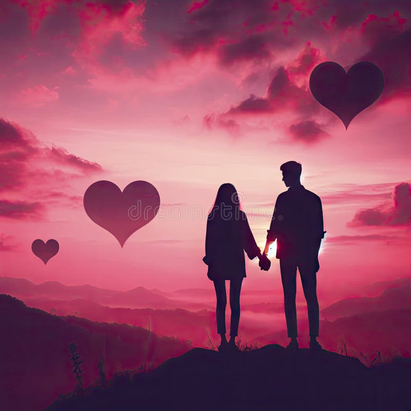 Couple in Love Holding Hands Back View. Ai Generative Stock ...