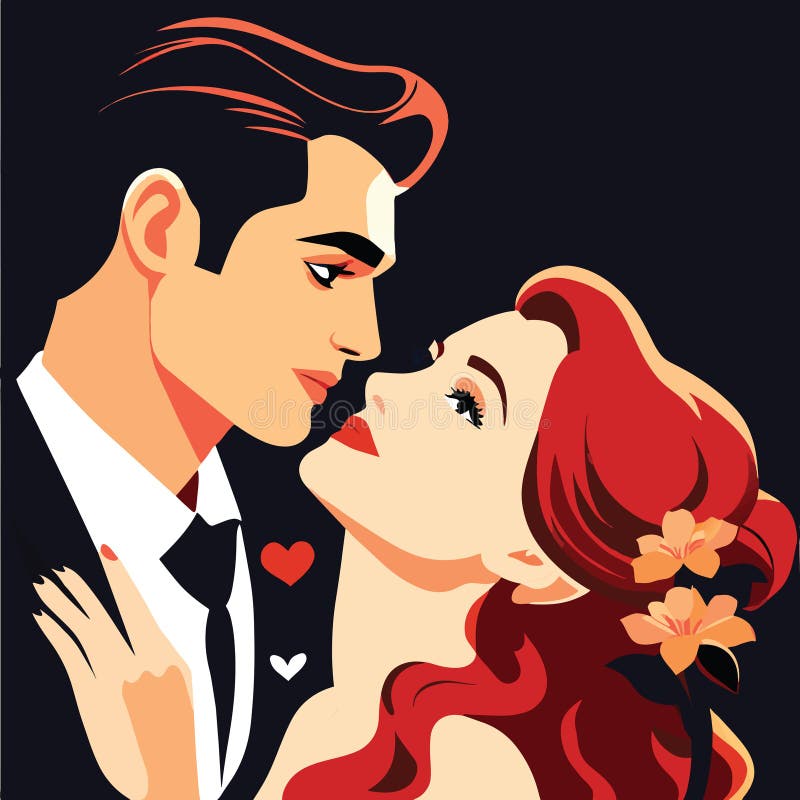 Couple in Love Looking into Each Others Eyes- Stock Vector ...