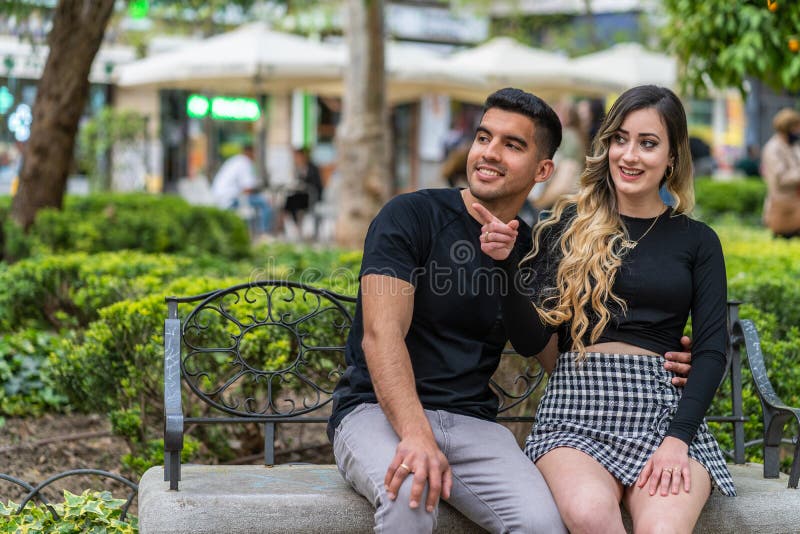 Couple in Love Looking at Something in the Distance Stock Photo - Image ...