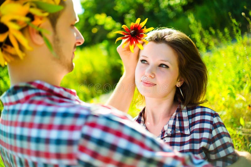 Couple in Love Playing Romantic Game. Toned Image Stock Photo - Image ...