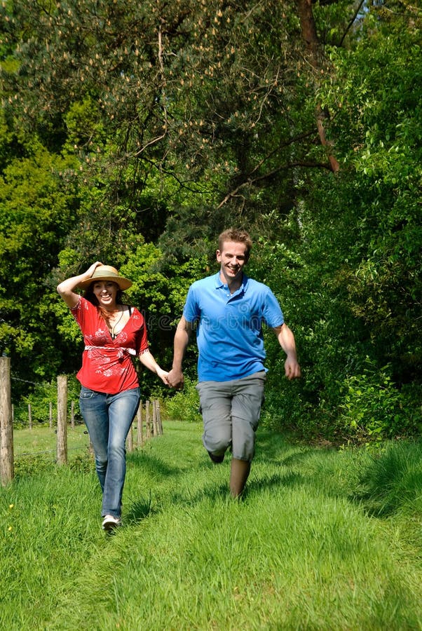 Couple love running nature stock photo. Image of couple - 9214702