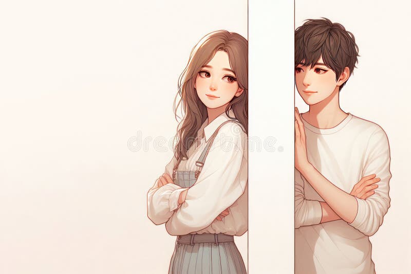 A Couple in Love Separated by a Wall. Space for Text. Stock ...