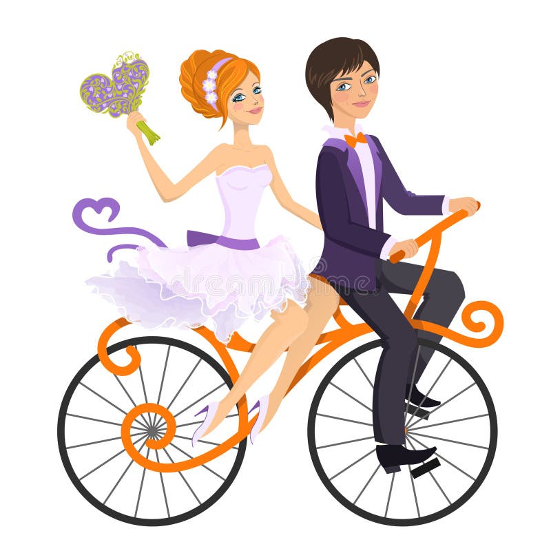 Couple in Love on Tandem Bicycle Stock Vector - Illustration of ride ...