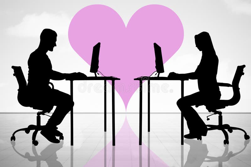 Couple in Love Using Computers Stock Photo - Image of heart, technology ...