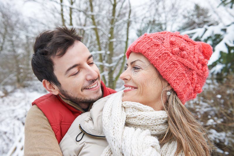 Couple in love in winter stock image. Image of together - 59006835