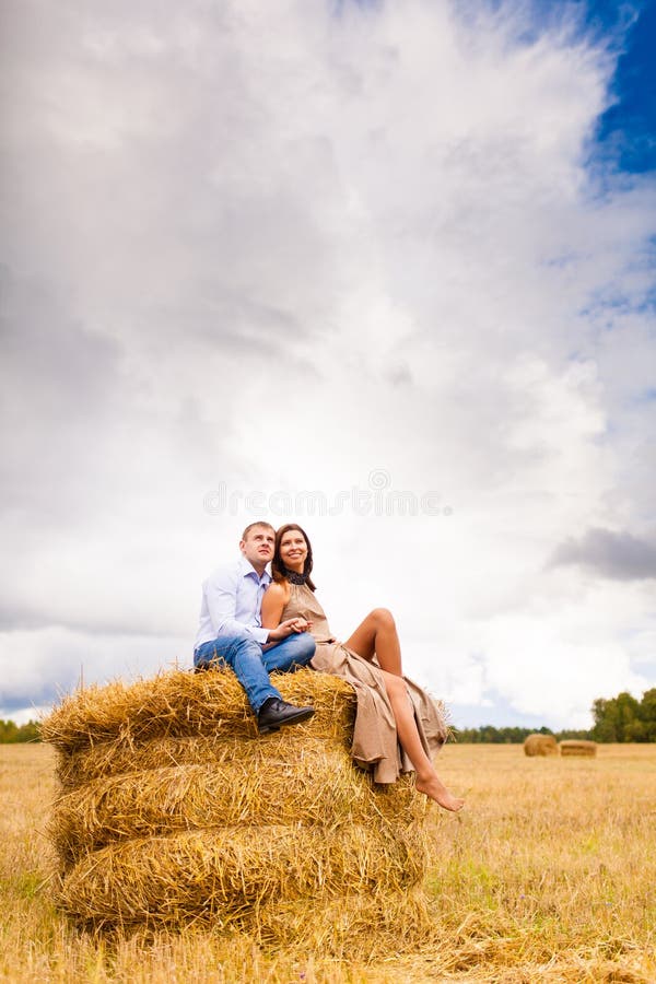 Couple in Love Young People Kissing on the Haystack Stock Photo - Image ...