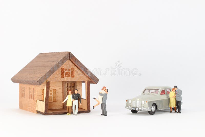 A Couple Lover Mini People with House Stock Photo - Image of model ...