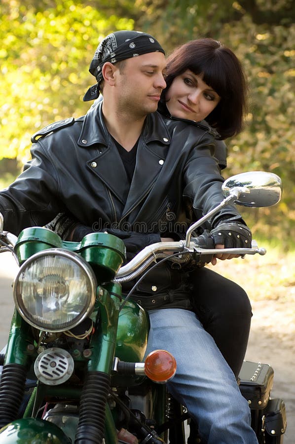 Biker and an Attractive Girl Stock Photo - Image of nature, girl: 6881070