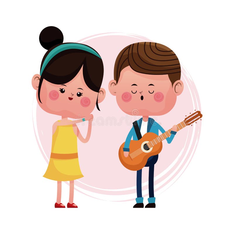 Couple Loving Serenading with Guitar Stock Vector - Illustration of ...