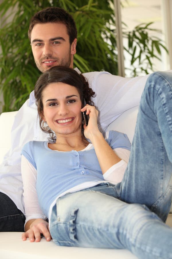 Couple Making Video Call Using Tablet Stock Photo - Image of comfort ...