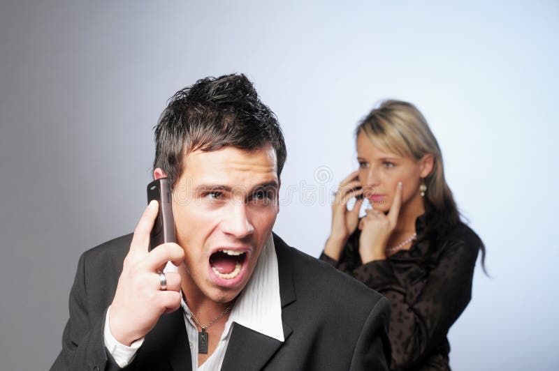 Couple making calls stock photo. Image of girl, clothes - 19086142