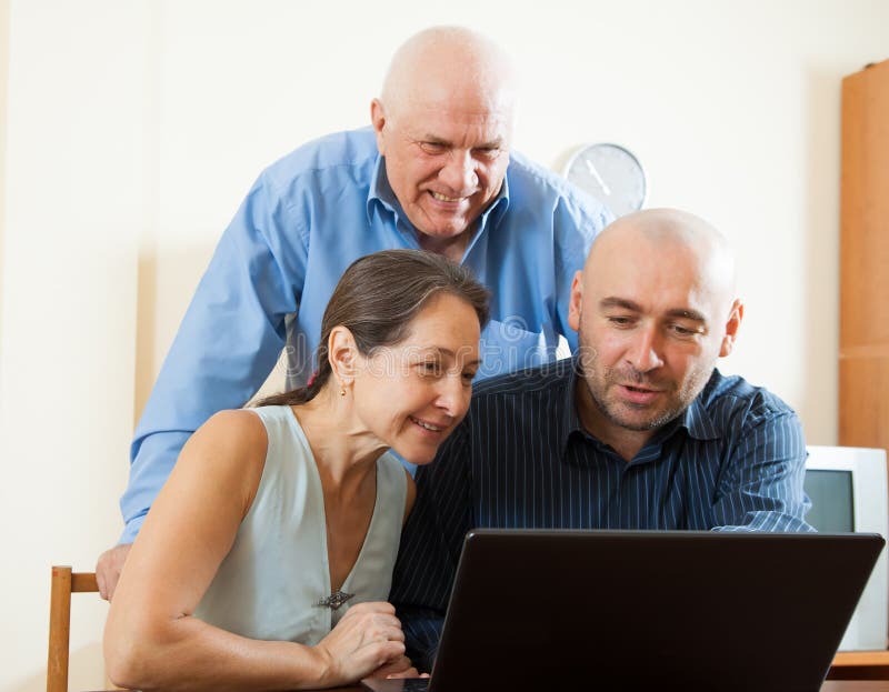 Couple with Man in Internet Stock Photo - Image of internet, asking ...