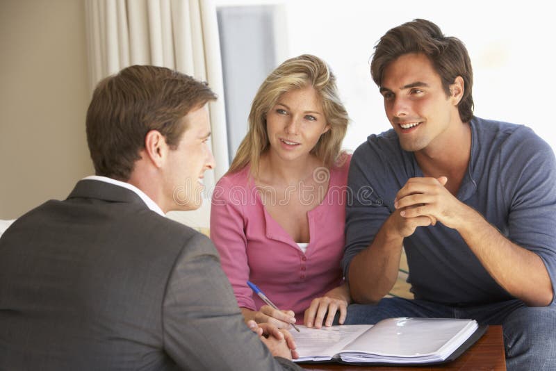 Couple Meeting with Financial Advisor at Home Stock Image - Image of ...