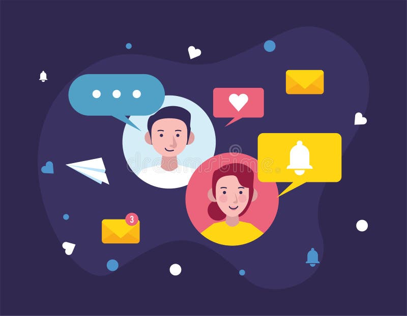 Couple and Messaging Communication Stock Vector - Illustration of ...