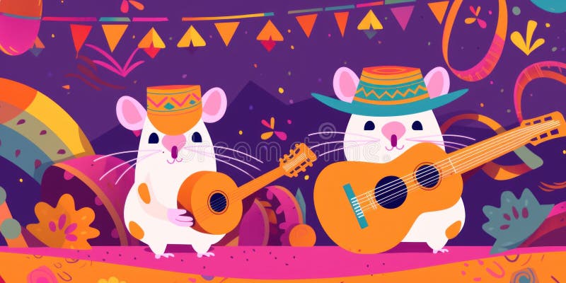 A Couple of Mice that are Playing a Guitar. Generative AI Image. Stock ...