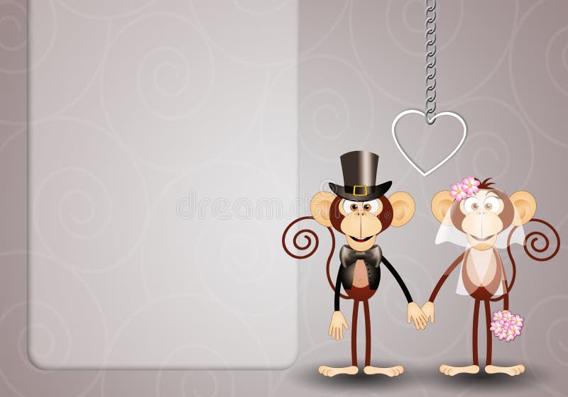 A Couple of Monkeys Just Married Stock Illustration - Illustration of ...