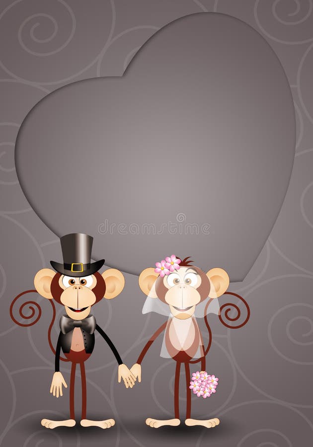 A Couple of Monkeys Just Married Stock Illustration - Illustration of ...