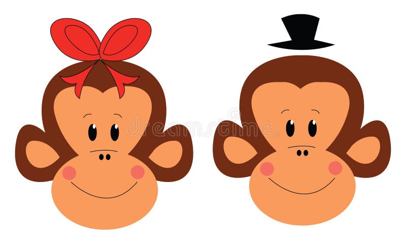 Couple of Monkeys Vector Illustration Stock Vector - Illustration of ...
