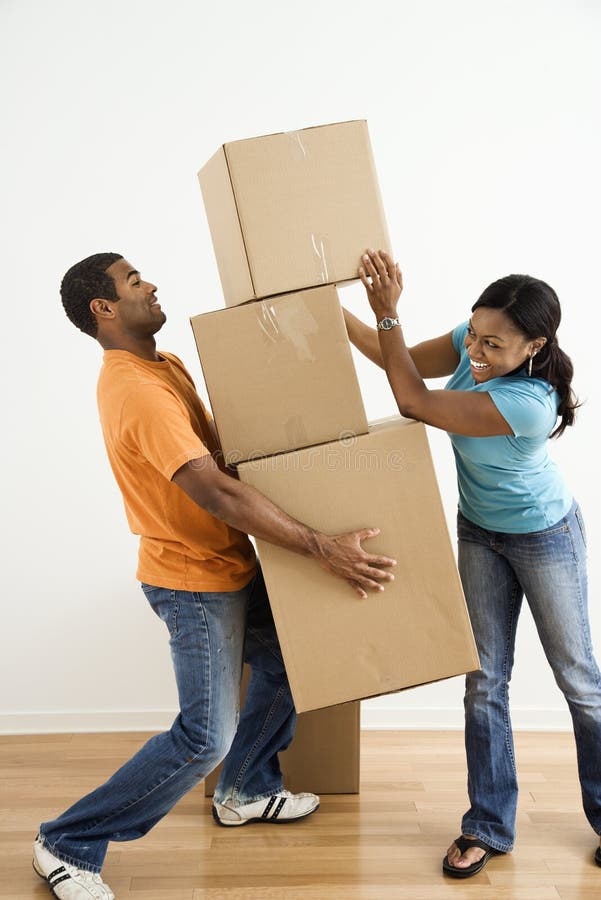 A Family Moving into New House Stock Image - Image of excited, mansion ...