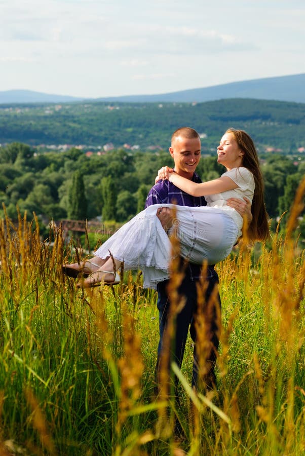 Couple on nature stock photo. Image of flirting, enjoyment - 15491610