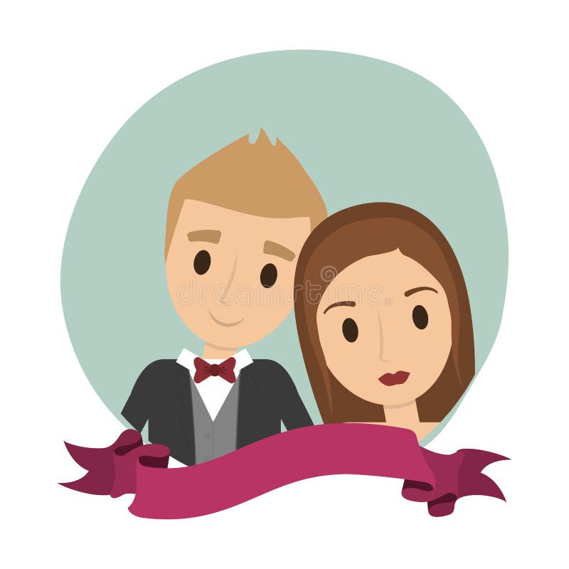 Couple of Newlyweds Frame Decorative Stock Vector - Illustration of ...