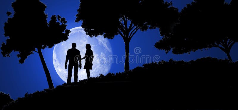 Couple in night stock illustration. Illustration of romantic - 66880180