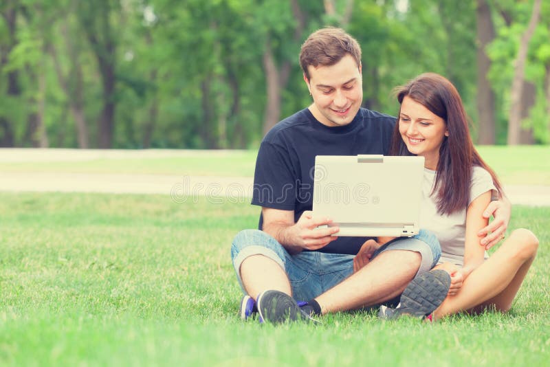 Couple with notebook stock image. Image of college, happy - 42036247