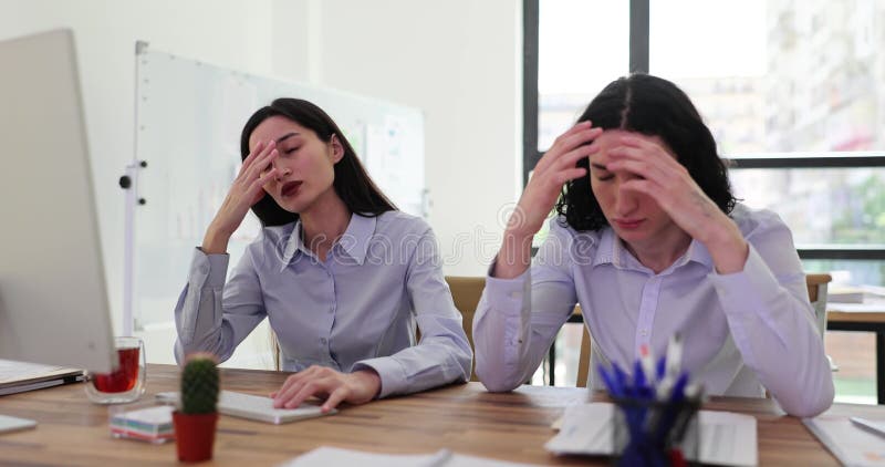 Employees Cover Faces with Palms Getting Rejection Message Stock Video ...