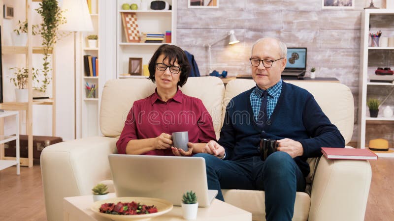 Couple of Old People Using Modern Technology Stock Photo - Image of ...