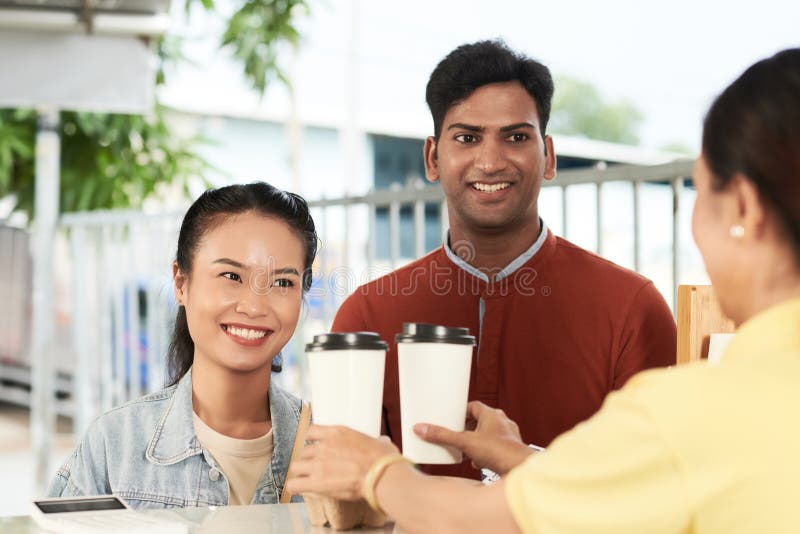 Couple Ordering Take Out Coffee Stock Photo - Image of caffeine, women ...
