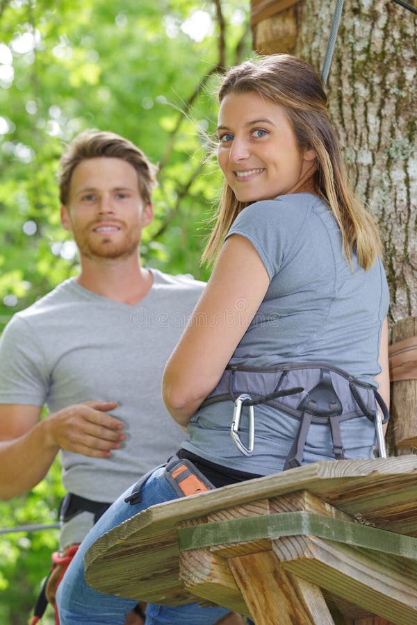 Couple in Outdoor Adventure Park Stock Photo - Image of leisure, play ...