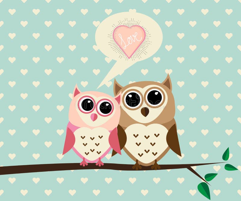 Couple Owl with Love stock vector. Illustration of holiday - 66415500