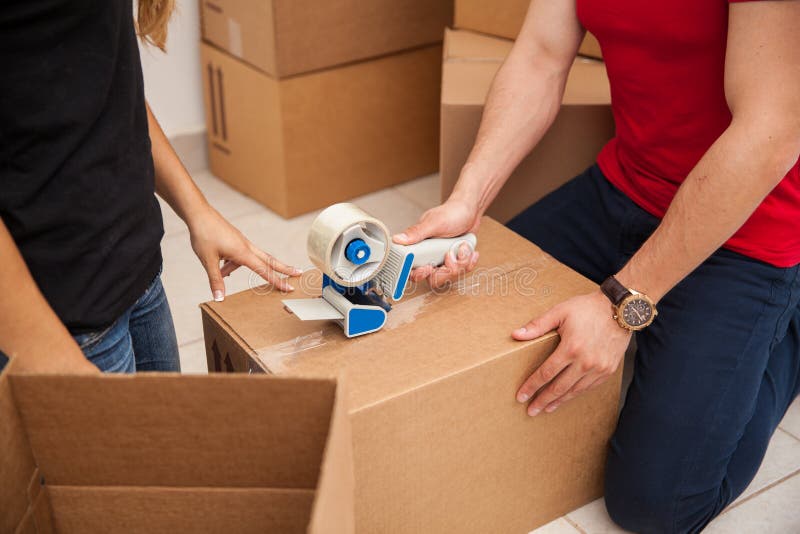 Packing boxes stock image. Image of looking, heterosexual - 30241359