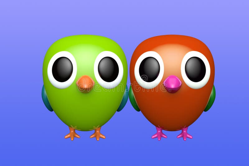 Couple of Parrots. 3d Rendering Stock Illustration - Illustration of ...