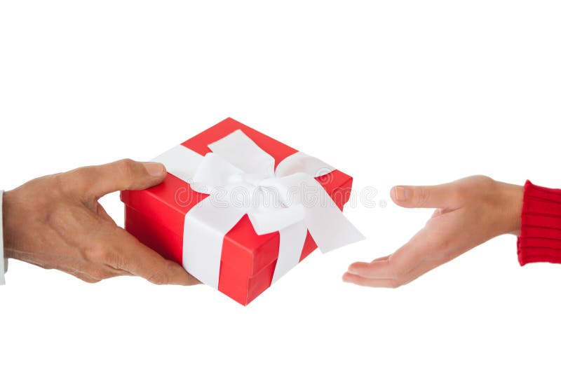 Man Passing Gift Box To His Wife Stock Image - Image of passing ...