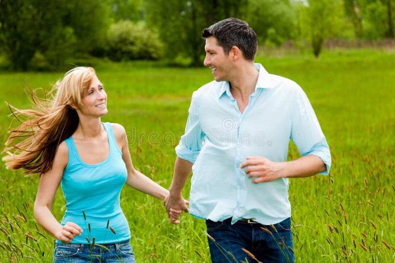 Couple in Love Chasing Each Other Stock Photo - Image of leisure ...