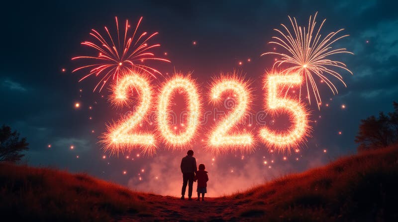 A Couple of People are Standing in Front of a Firework Display that ...